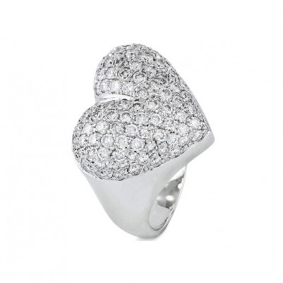 Puffed Heart Shape Diamond Ring
