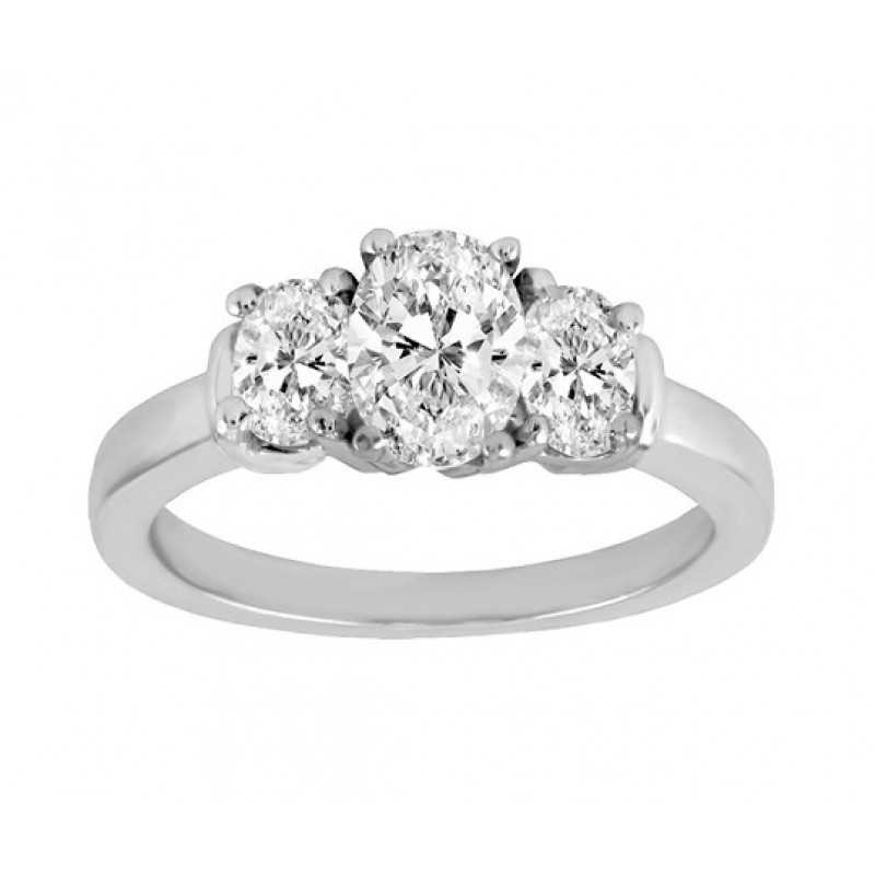Three Stone Oval Diamond Engagement Ring