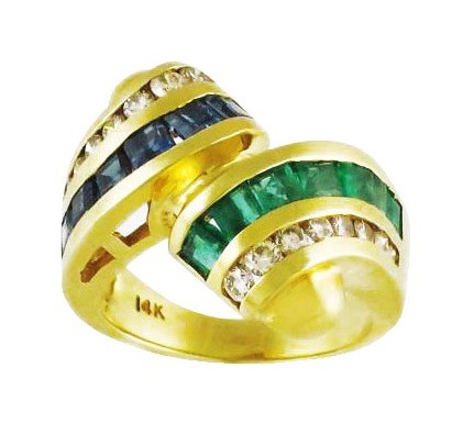 Multi Gemstone and Diamond Ring