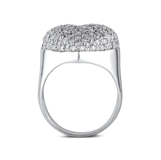 Puffed Heart Shape Diamond Ring