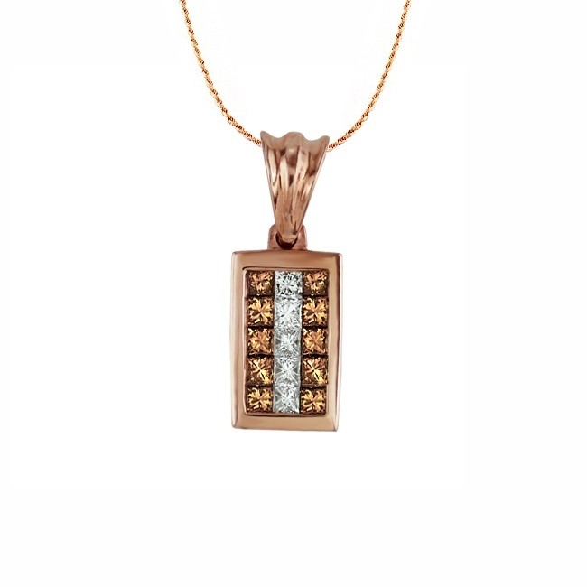 Rectangular Chocolate and White Diamond Pendant