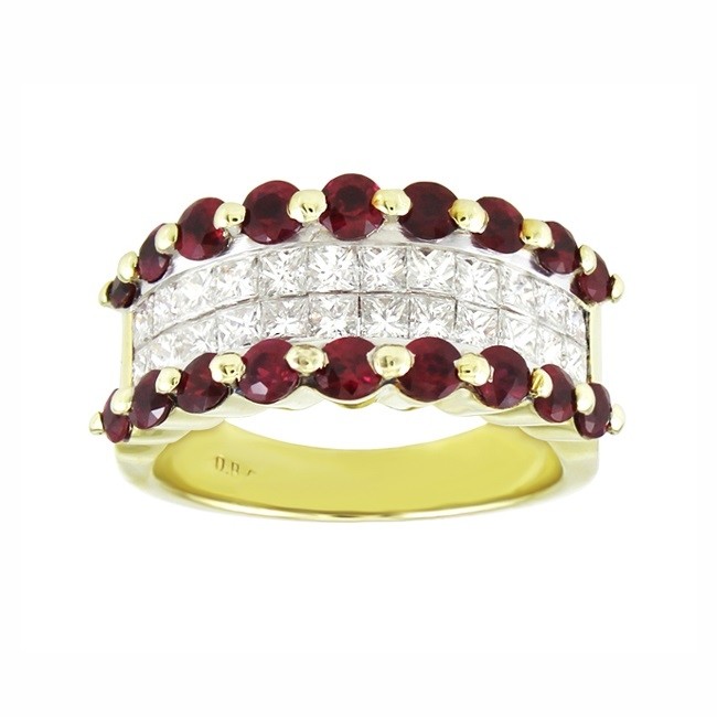 Ruby and Princess Cut Diamond Ring